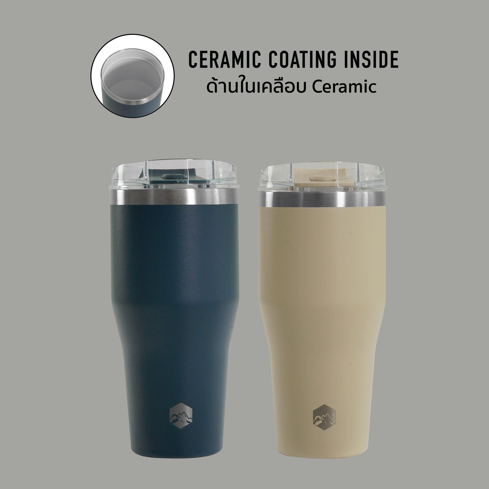 Everest แก้วน้ำเก็บความเย็นเคลือบเซรามิค แก้วสแตนเลส Tumbler Ceramic c